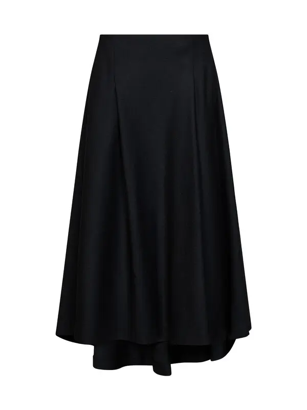 AMI Paris Black Wool A-line Maxi Skirt - Multicolor
