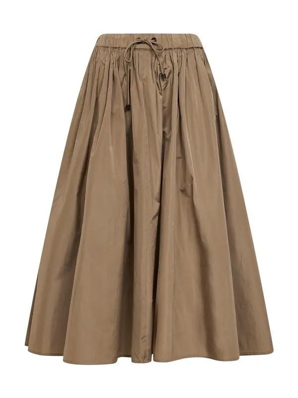 Max Mara Khaki Green Mxmlonza Taffeta Midi Skirt - Multicolor