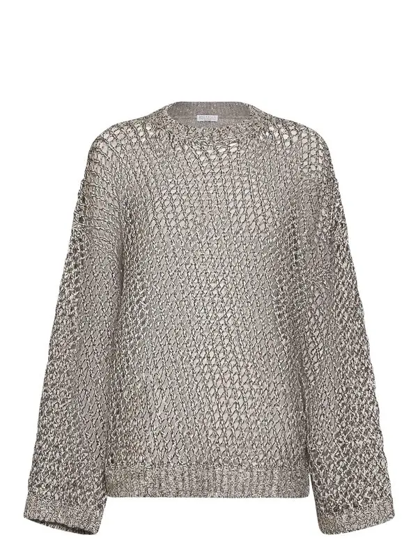 Brunello Cucinelli Rope Silk And Linen Net Knit Dazzling Chiné Sweater - Multicolor
