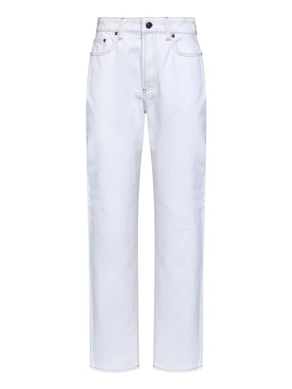 Versace White Garment-dyed Denim High-rise Jeans - Multicolor