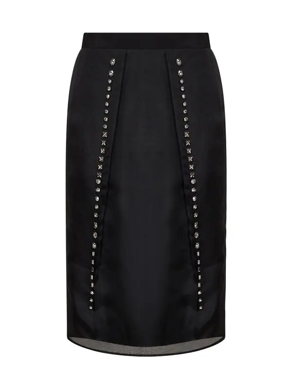 Stella McCartney Black Crystal-embellished Silk Organza Midi Skirt - Multicolor