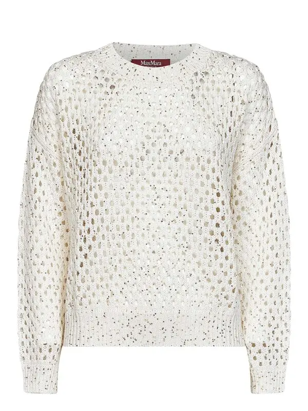 Max Mara White Knit Mstgeyser Boxy Sequin Top - Multicolor