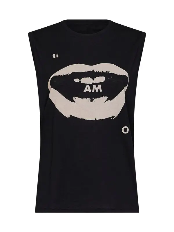 Fendi Black Lightweight Organic Jersey Ti Amo-print Sleeveless Top - Multicolor