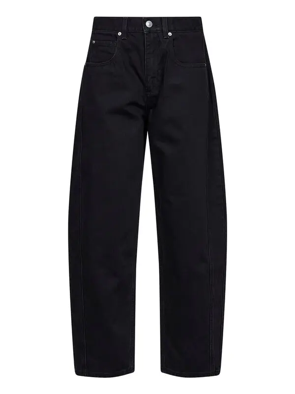 Isabel Marant Étoile Marant Black Faded Cotton Denim Oriane Barrel Jeans - Multicolor