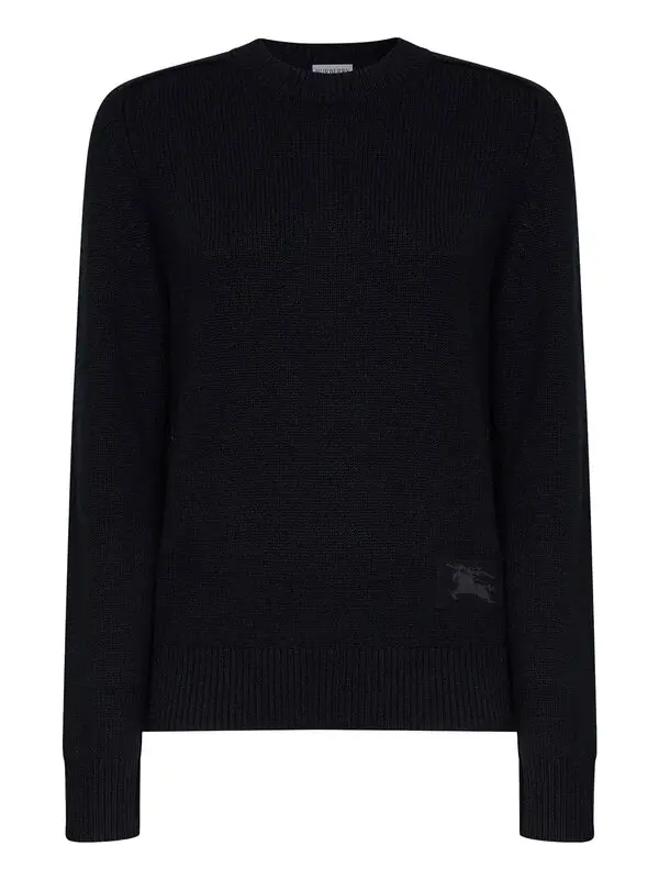 Burberry Black Cashmere Knit Sweater With Ekd - Multicolor