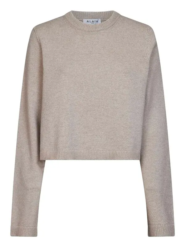 Alaïa Sand Cashmere Knit Boxy Sweater - Multicolor