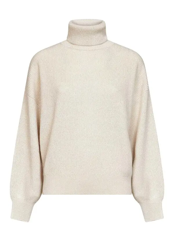 Brunello Cucinelli Butter Lamé Cashmere Blend Knit Turtleneck Sweater - Multicolor