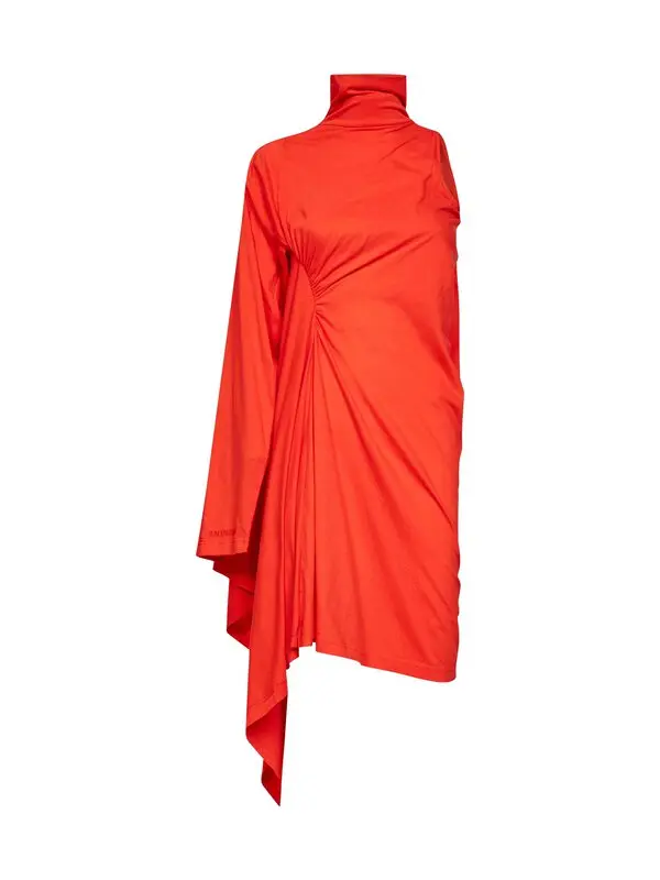 Balenciaga Sunset Red Draped Midi Dress - Multicolor