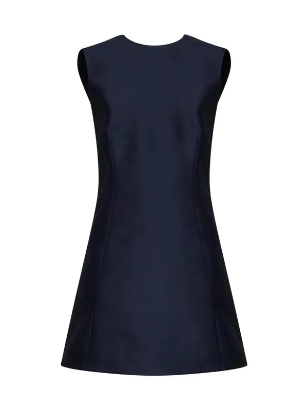 Balenciaga Navy Blue Wool And Silk Blazer-style A-line Mini Dress - Multicolor