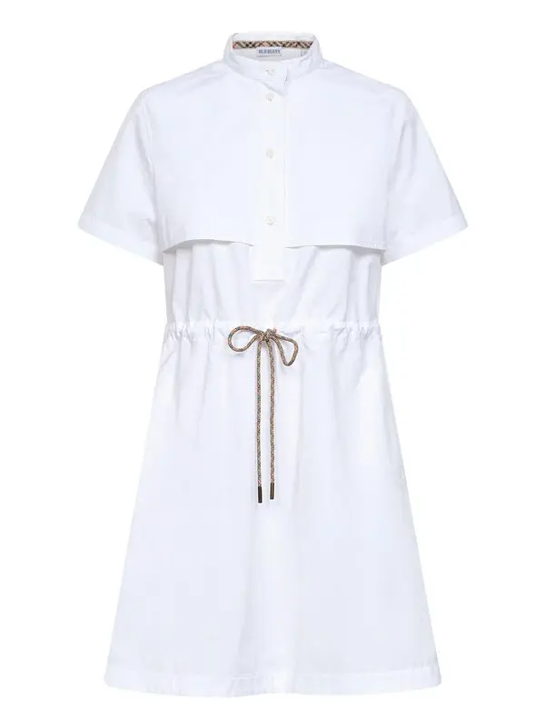 Burberry Optical White Cotton Poplin Short Dress - Multicolor