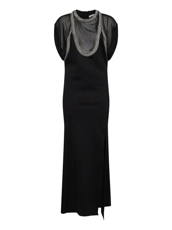 Attico Black Stretch Crepe Layered-effect Maxi Dress - Multicolor