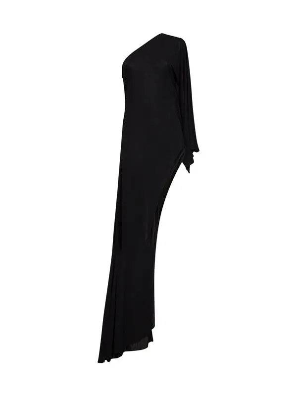 Gucci Black Viscose Jersey Asymmetric Long Dress - Multicolor