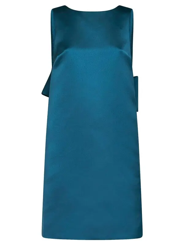 Max Mara Oil Green Taffeta Msescalata Short Dress With Bow - Multicolor