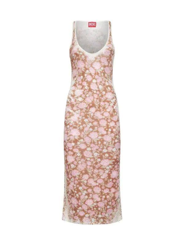 DIESEL® Ribbed Knit M-blom Printed Midi Dress - Multicolor