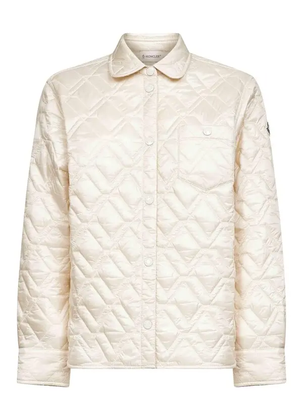 Moncler Beige Quilted And Padded Shirt Jacket - Multicolor