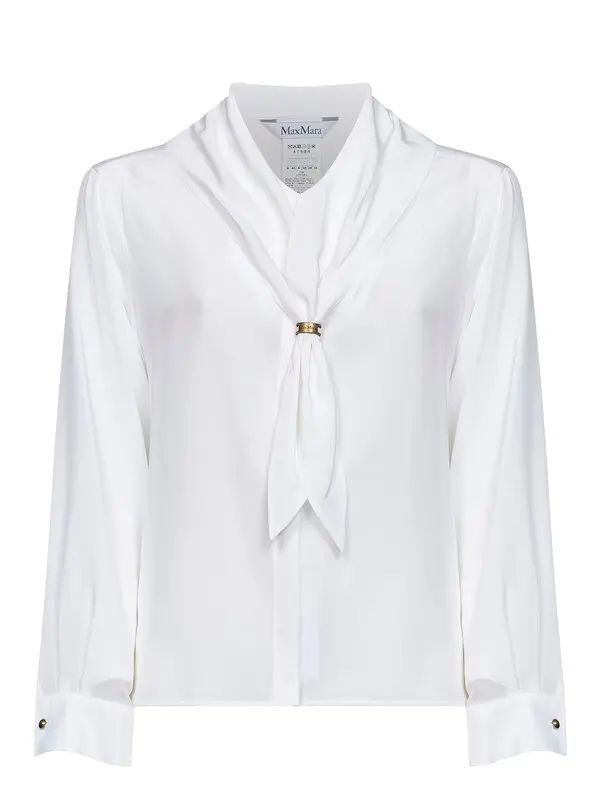 Max Mara White Crêpe De Chine Mxmdry Shirt With Scarf - Multicolor