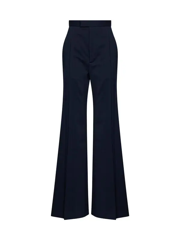 VIVIENNE WESTWOOD Navy Blue Virgin Wool Wide Leg Trousers - Multicolor