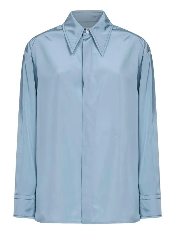 Bottega Veneta Blue Gravel Parachute Silk And Viscose Shirt - Multicolor