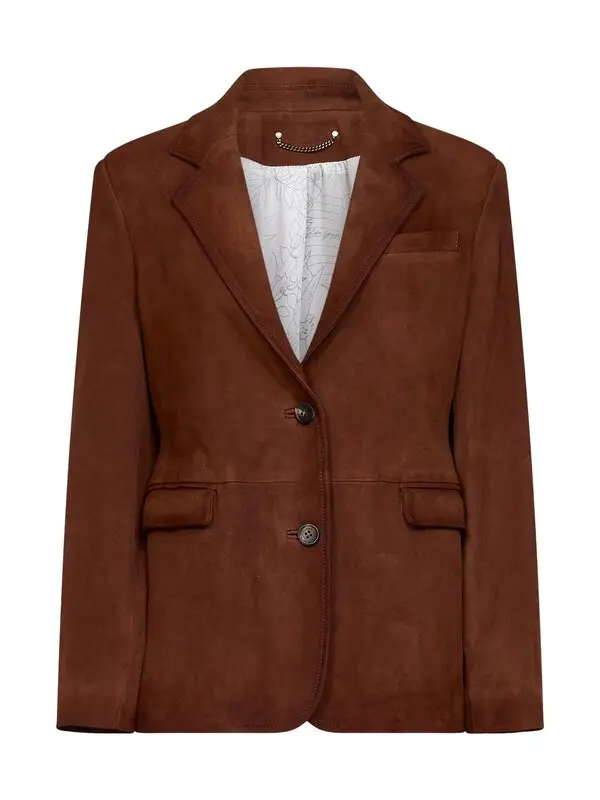 GOLDEN GOOSE Brown Waxed Suede Robyn Blazer - Multicolor
