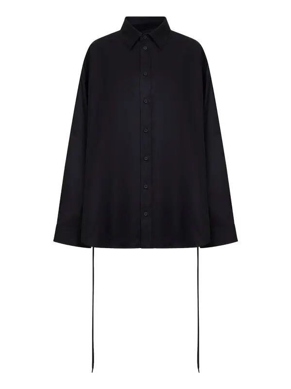 Balenciaga Black Cotton Gabardine Lace-up Shirt - Multicolor