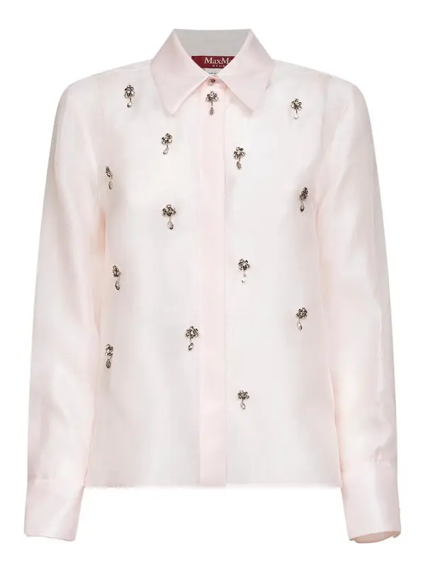 Max Mara Pink Silk Organza Mseagi Embroidered Shirt - Multicolor