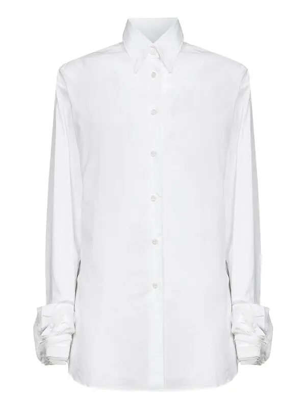 JIL SANDER Optic White Cotton Shirt With Multi-layered Cuffs - Multicolor