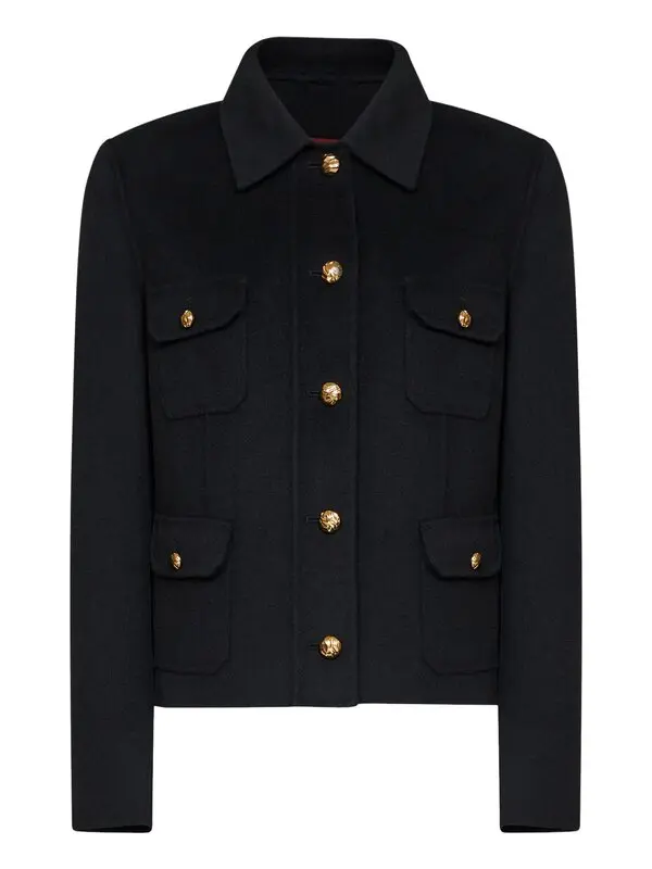 Max Mara Black Wool-blend Mstvenere Varsity Jacket - Multicolor