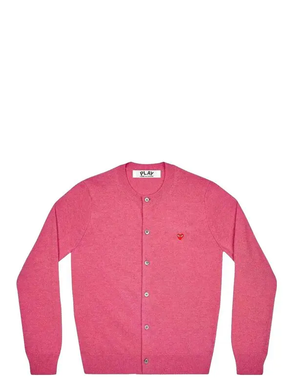 Comme Des Garçons Heart-patch Cardigan - Pink