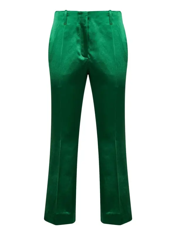 Dries Van Noten Green Satin Bootcut Trousers - Multicolor