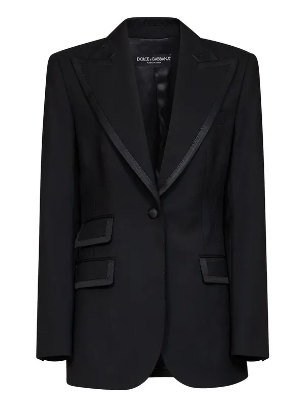 Dolce & Gabbana Black Stretch Twill Turlington Single-breasted Jacket - Multicolor