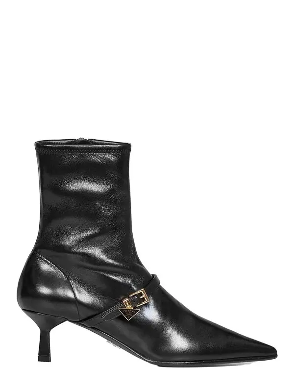 Prada Calzature Black Stretch Nappa Leather Ankle Boots - Multicolor