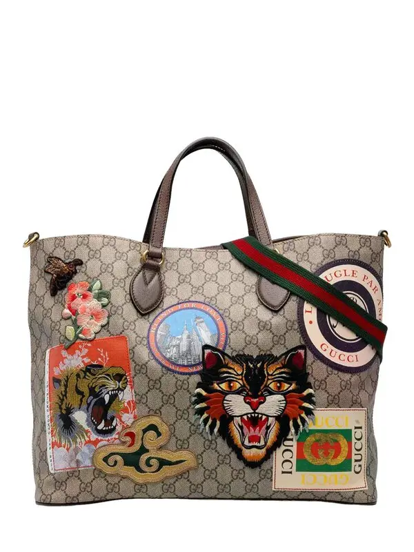 Gucci 2000-2015 Medium Gg Supreme Courrier Soft Tote Satchel - Neutrals
