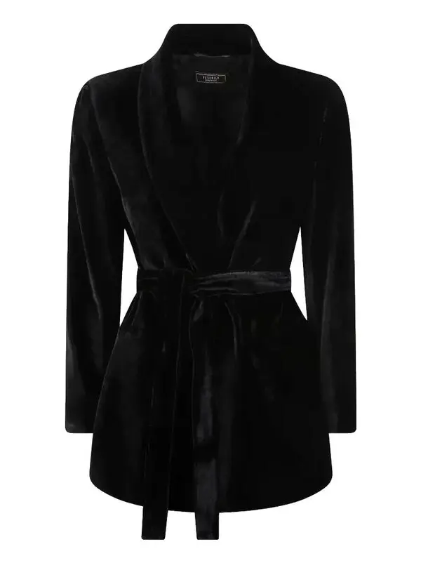 Peserico Velvet Belted Jacket - Black