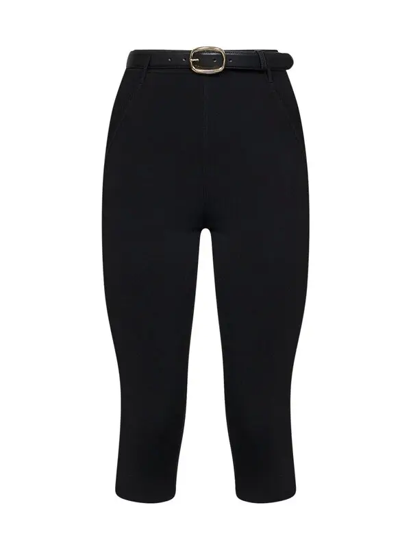 SELF-PORTRAIT Black Compact Knit Capri Leggings - Multicolor