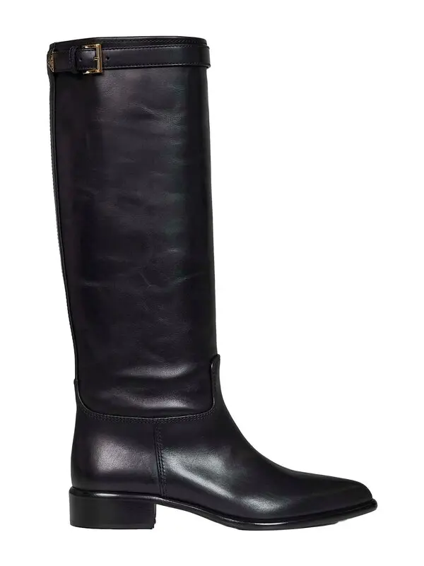 Prada Calzature Black Leather Knee-high Boots - Multicolor