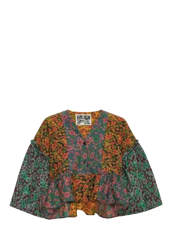 Henrik Vibskov Floral-patchwork Peplum Blouse - Green