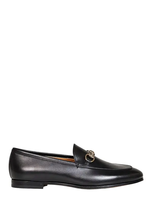 Gucci Black Leather Jordaan Horsebit Loafers - Black