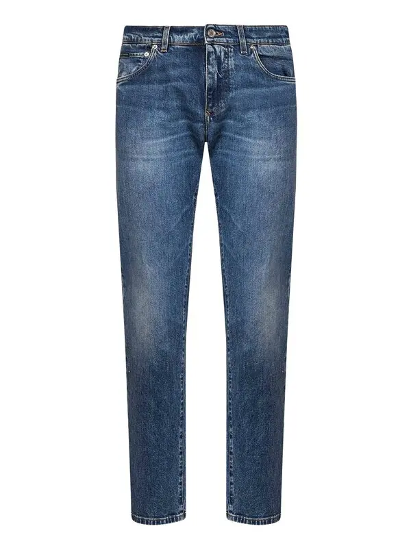 Dolce & Gabbana Blue Stretch Cotton Denim Slim Jeans - Multicolor