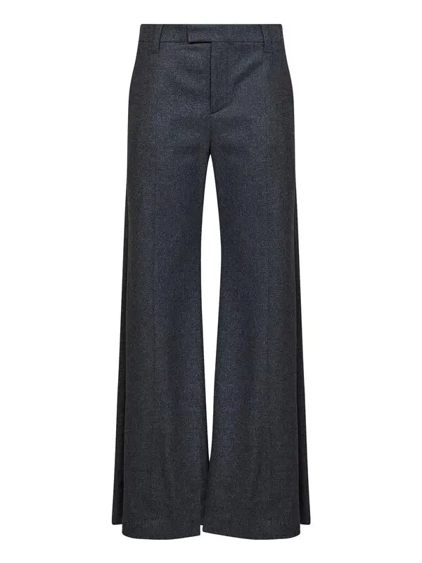 Brunello Cucinelli Medium Grey Virgin Wool And Cashmere Wide Flare Trousers - Multicolor