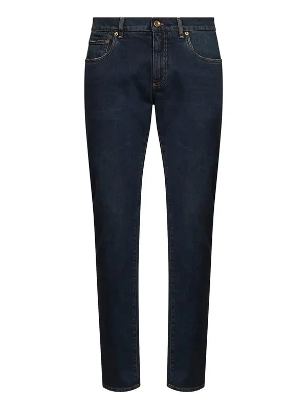 Dolce & Gabbana Blue Stretch Cotton Denim Slim Jeans - Multicolor