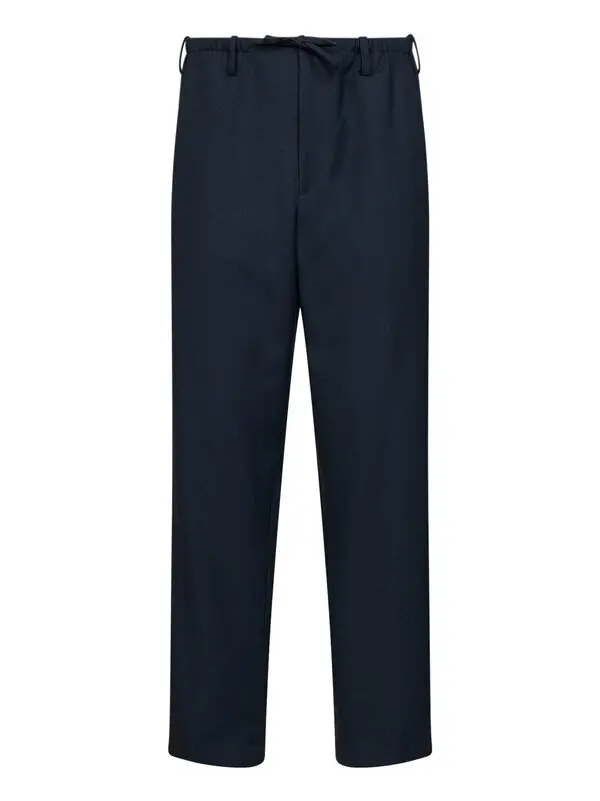Dries Van Noten Navy Blue Wool Penny Straight-leg Trousers - Multicolor