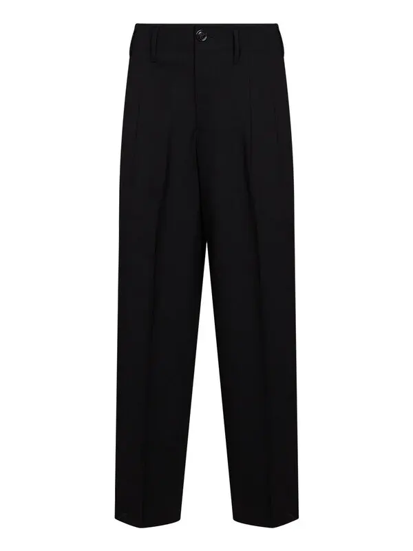 AMI Paris Black Wool Serge Double-pleat Wide Trousers - Multicolor