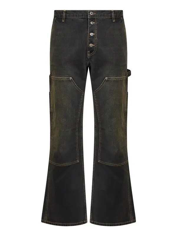 Off-White Black Denim Half Arrow Ripped Flared Jeans - Multicolor