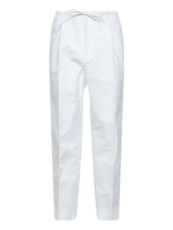 Bottega Veneta White Cotton Poplin Drawstring Trousers - Multicolor