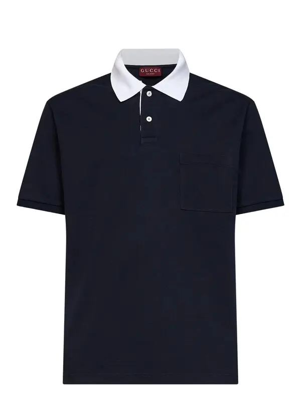 Gucci Blue Stretch Cotton Pique Polo Shirt - Multicolor