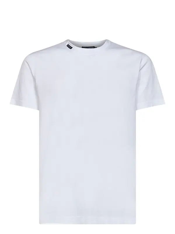 Dolce & Gabbana White Cotton Jersey T-shirt With Logo Label - Multicolor