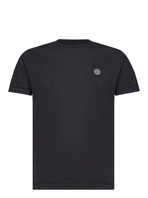 Stone Island Black Slim-fit Logo Patch T-shirt - Multicolor