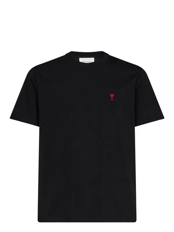 AMI Paris Black Cotton De Cœur T-shirt - Multicolor