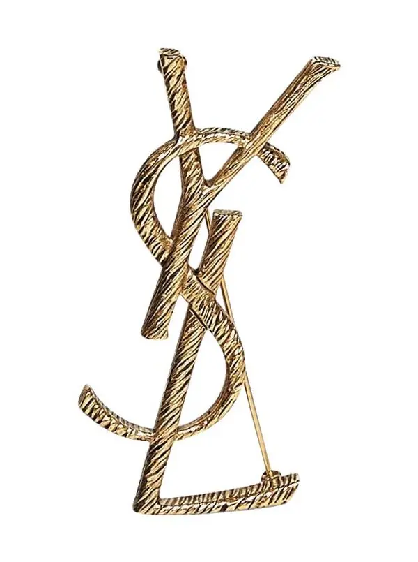 Saint Laurent Gold Metal Cassandre Brooch - Multicolor