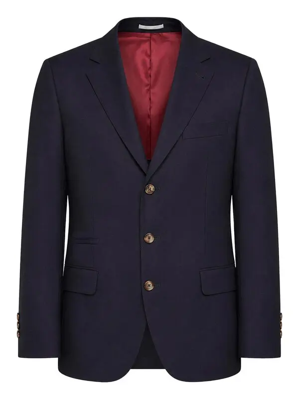 Brunello Cucinelli Blue Virgin Wool Flannel Deconstructed Blazer - Multicolor